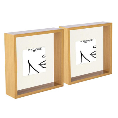Nicola Spring 8 x 8" Deep Photo Frames - Light Wood/Ivory Mount - 3D ...