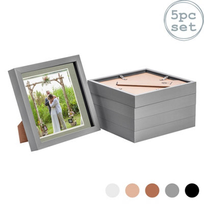 Nicola Spring 8 x 8" Photo Frames - Grey/Grey Mount - 3D Picture Frame ...