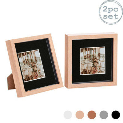 NICOLA SPRING 8 X 8" PHOTO FRAMES - LIGHT WOOD/BLACK MOUNT - 3D PICTURE ...
