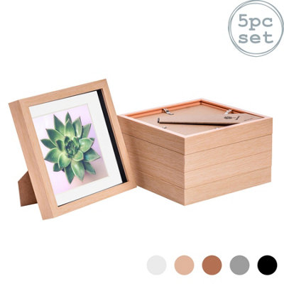 Nicola Spring 8 x 8" Photo Frames - Light Wood/White Mount - 3D Picture ...