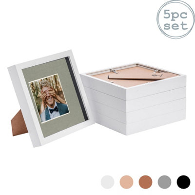 Nicola Spring 8 x 8" Photo Frames - White/Grey Mount - 3D Picture Frame ...