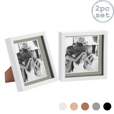 Nicola Spring 8 x 8" Photo Frames - White/Grey Mount - 3D Picture Frame ...