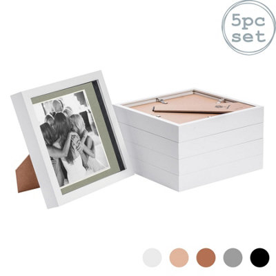 Nicola Spring 8 x 8" Photo Frames - White/Grey Mount - 3D Picture Frame ...