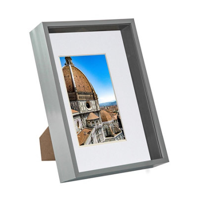 Nicola Spring A4 (8 x 12") Deep Photo Frame - Grey/White Mount - 3D ...