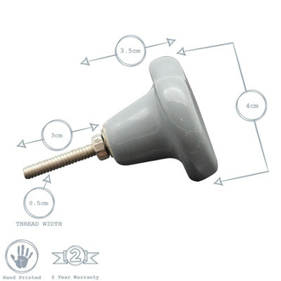 Nicola Spring Ceramic Cabinet Knob - Grey Heart