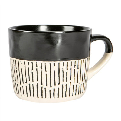 Nicola Spring Ceramic Dipped Dash Coffee Mug - 475ml - Black