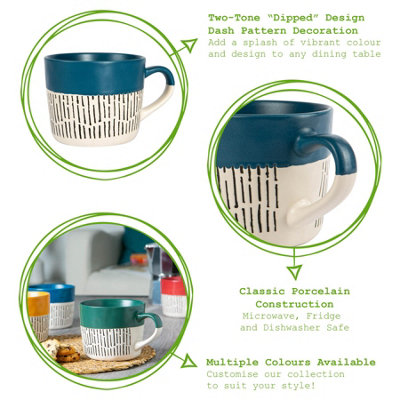 Nicola Spring Ceramic Dipped Dash Coffee Mug - 475ml - Blue