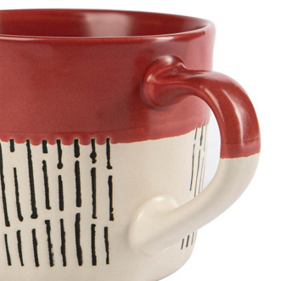 Nicola Spring Ceramic Dipped Dash Coffee Mug - 475ml - Red
