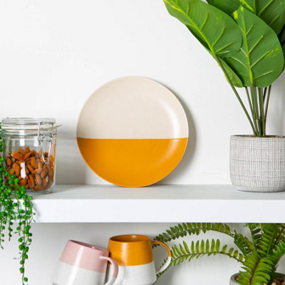 Nicola Spring Ceramic Dipped Flecked Dinner Plate - 20.5cm - Mustard