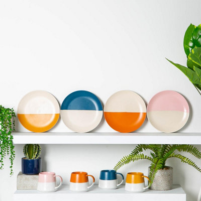 Nicola Spring Ceramic Dipped Flecked Dinner Plate - 20.5cm - Mustard