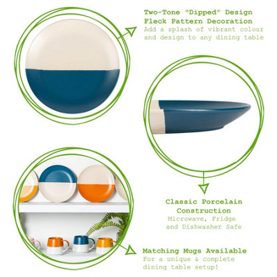 Nicola Spring Ceramic Dipped Flecked Dinner Plate - 20.5cm - Navy