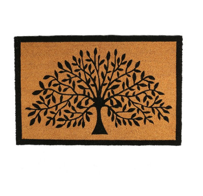 Nicola Spring Coir Door Mat - 90 x 60cm - Tree of Life - Indoor Outdoor ...