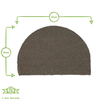 Nicola Spring Coir Half Moon Door Mat - 60 x 40cm - Grey