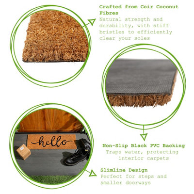 Nicola Spring Coir Step Mat - 60 x 20cm - Hello