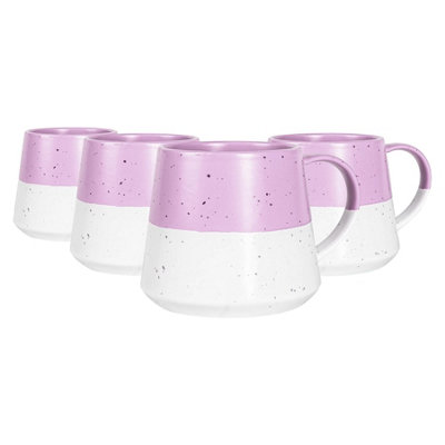 Nicola Spring Colour Block Flecked Stoneware Belly Coffee Mugs - 370ml ...