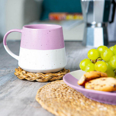 Nicola Spring Colour Block Flecked Stoneware Belly Coffee Mugs - 370ml ...