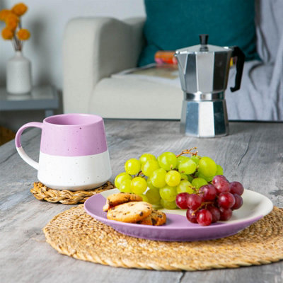 Nicola Spring Colour Block Flecked Stoneware Belly Coffee Mugs - 370ml ...