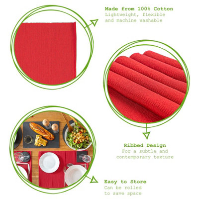 Nicola Spring Cotton Fabric Placemats - Red - Pack of 6