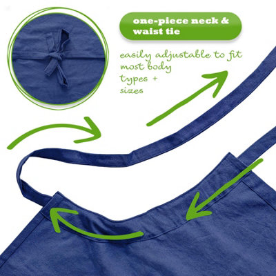 Nicola Spring Cotton Kitchen Bib Aprons - One Size - Navy - Pack of 2