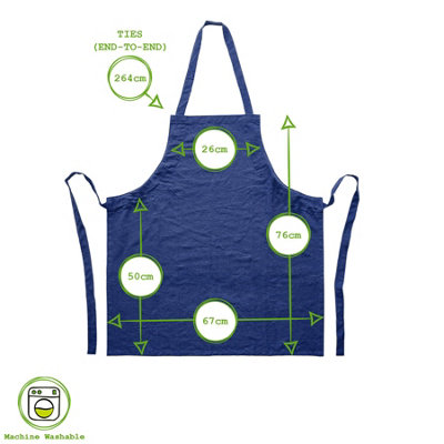 Nicola Spring Cotton Kitchen Bib Aprons - One Size - Navy - Pack of 2