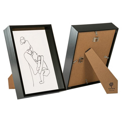 Nicola Spring Deep Box Photo Frames - A4 (8 x 12") - Black - Pack of 2