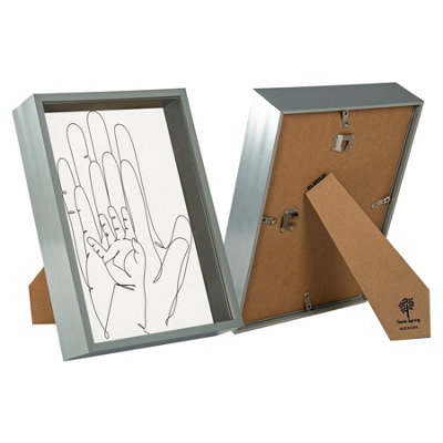 Nicola Spring Deep Box Photo Frames - A4 (8 x 12") - Grey - Pack of 2