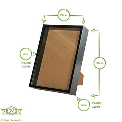 Nicola Spring Deep Box Photo Frames - A4 (8 x 12") - Grey - Pack of 2