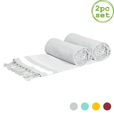 Nicola Spring Deluxe Turkish Cotton Bath Towels - 162 x 90cm - Grey ...