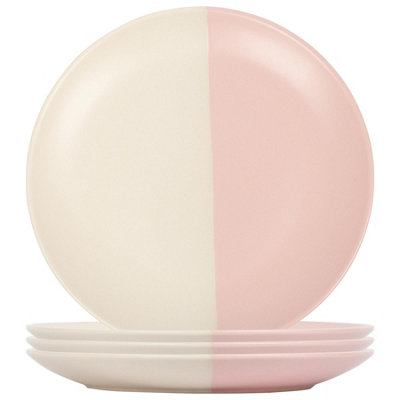Nicola Spring Dipped Stoneware Dinner Plates - 26.5cm - Dusty Pink ...