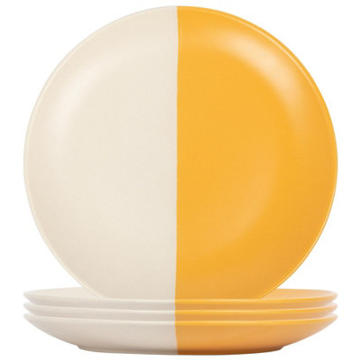 Nicola Spring Dipped Stoneware Dinner Plates - 26.5cm - Mustard - Pack of 4