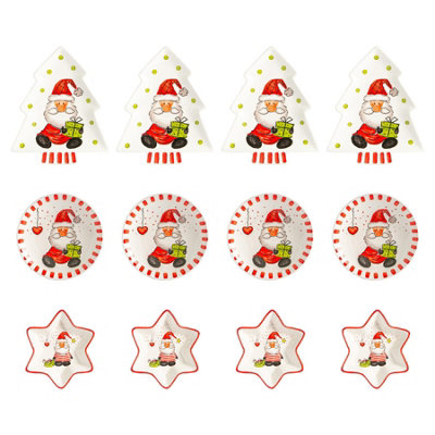 Nicola Spring - Father Christmas Dinner Set - White - 12pc