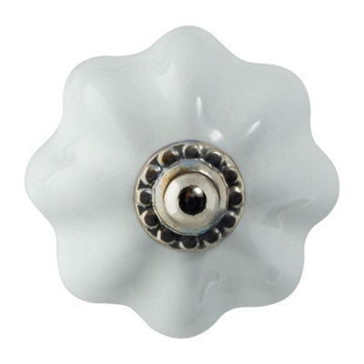 Nicola Spring - Floral Ceramic Cabinet Knob - White | DIY at B&Q