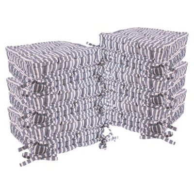 Nicola Spring French Mattress Seat Cushions - 40cm - Blue Stripe - Pack ...