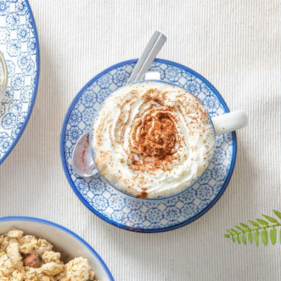 Nicola Spring - Hand-Printed Cappuccino Cups - 250ml - Pack of 6