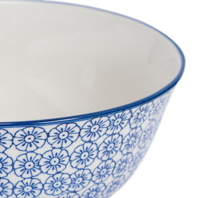 Nicola Spring Hand-Printed Cereal Bowl - 16cm - Navy