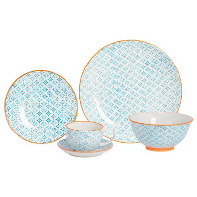 Nicola Spring - Hand-Printed Dinner Set - 30pc