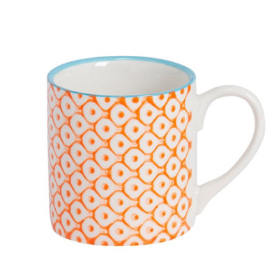 Nicola Spring Hand-Printed Espresso Cup & Saucer Set - 65ml - Orange