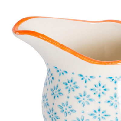 Nicola Spring - Hand-Printed Milk Jug - 300ml - Blue | DIY at B&Q