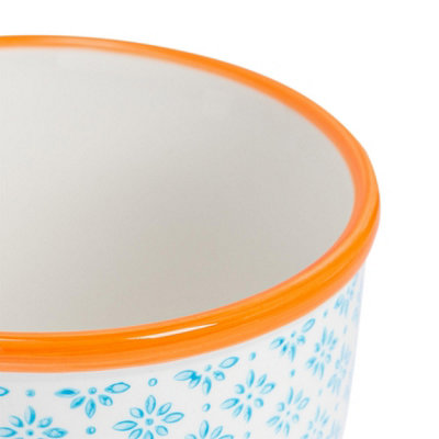 Nicola Spring Hand-Printed Plant Pots - 14cm - Blue - Pack of 6