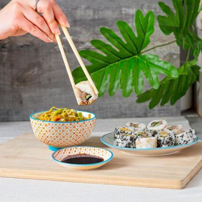 Nicola Spring Hand-Printed Sauce Dishes - 10cm - Orange - Pack of 6