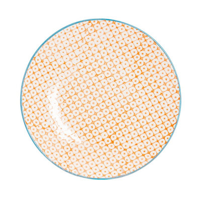 Nicola Spring - Hand-Printed Side Plate - 18cm - Orange | DIY at B&Q