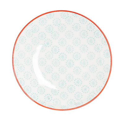 Nicola Spring Hand-Printed Side Plate - 18cm - Turquoise