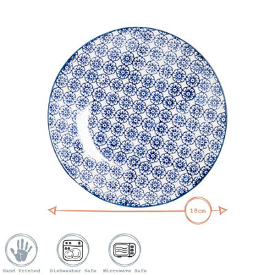 Nicola Spring Hand-Printed Side Plates - 18cm - 3 Colours - Pack of 6