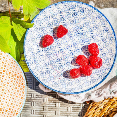 Nicola Spring Hand-Printed Side Plates - 18cm - 6 Colours - Pack of 6