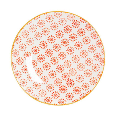 Nicola Spring Hand-Printed Side Plates - 18cm - Red - Pack of 6