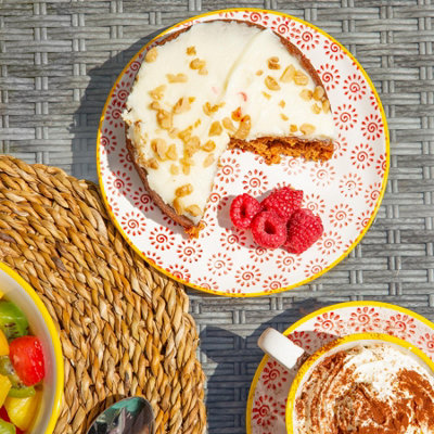 Nicola Spring Hand-Printed Side Plates - 18cm - Red - Pack of 6