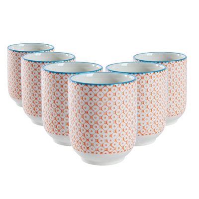 Nicola Spring Hand-Printed Tumblers - 280ml - Orange - Pack of 6