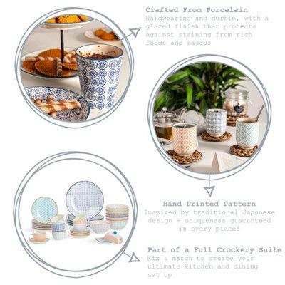 Nicola Spring Hand-Printed Tumblers - 300ml - 3 Colours - Pack of 6