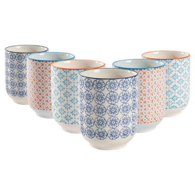 Nicola Spring Hand-Printed Tumblers - Japanese Style Porcelain Water ...