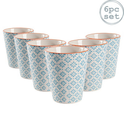 Nicola Spring Hand-Printed Tumblers - Japanese Style Porcelain Water ...